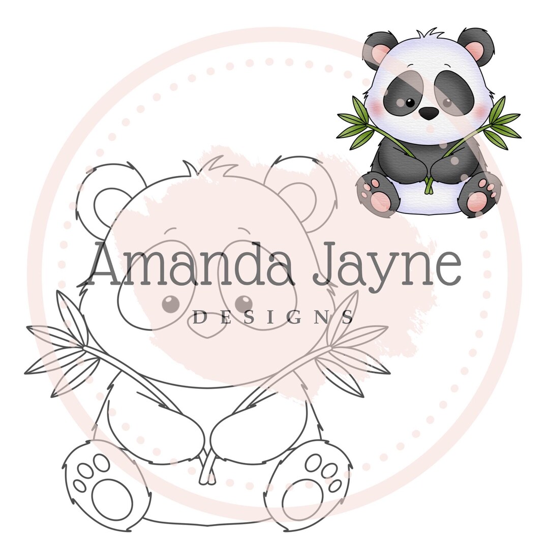 Panda Digital Stamp, Digi Stamp, Clipart, Printable, Birthday, Card ...