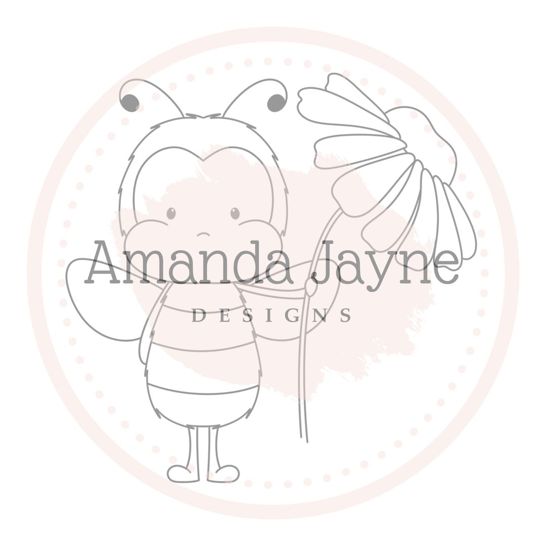 Daisy Bee Digi Stamp, Digital Stamp, Amanda Jayne Designs - Etsy