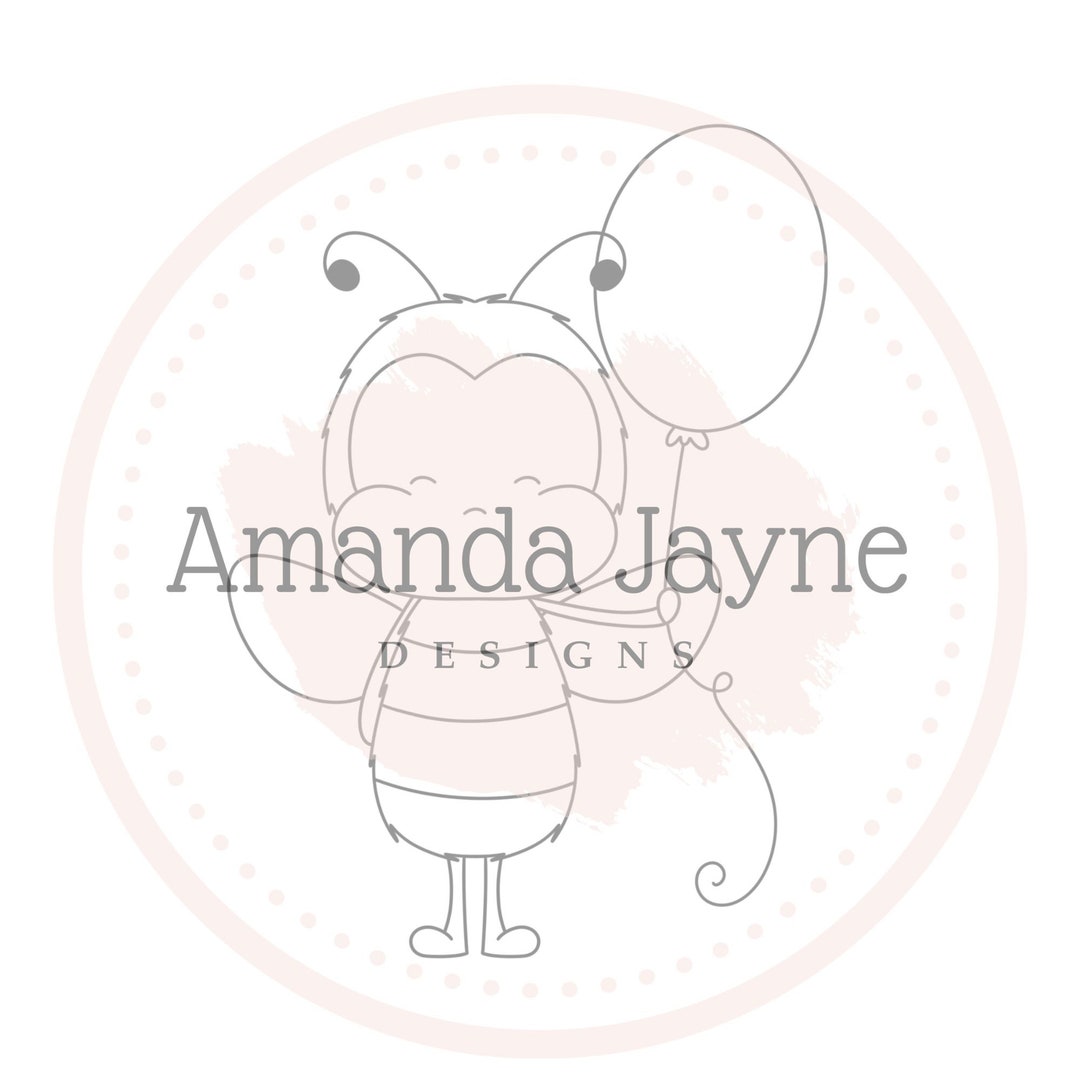 Bee With Balloon Digi Stamp, Digital Stamp, Amanda Jayne Designs - Etsy