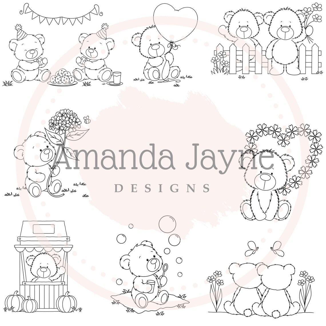 26 Bear Digital Stamp Bundle | PNG | Instant Download for Crafts ...
