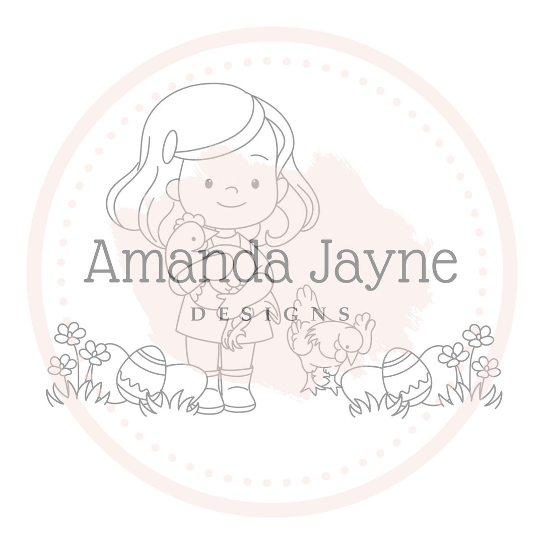 Easter Girl Digi Stamp, Digital Stamp, Amanda Jayne Designs - Etsy