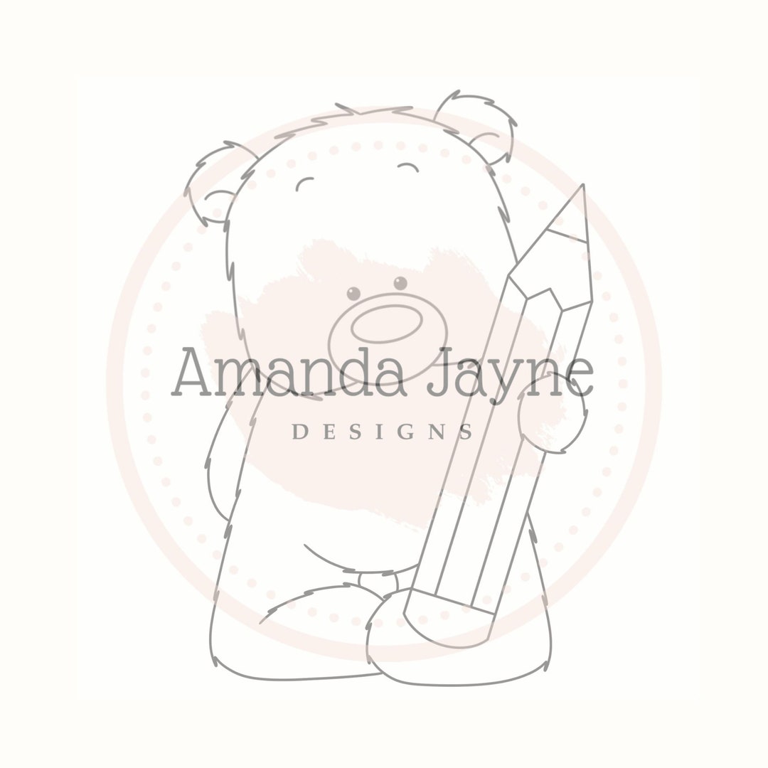 Pencil Bear Digital Stamp, Digi Stamp, Amanda Jayne Designs - Etsy