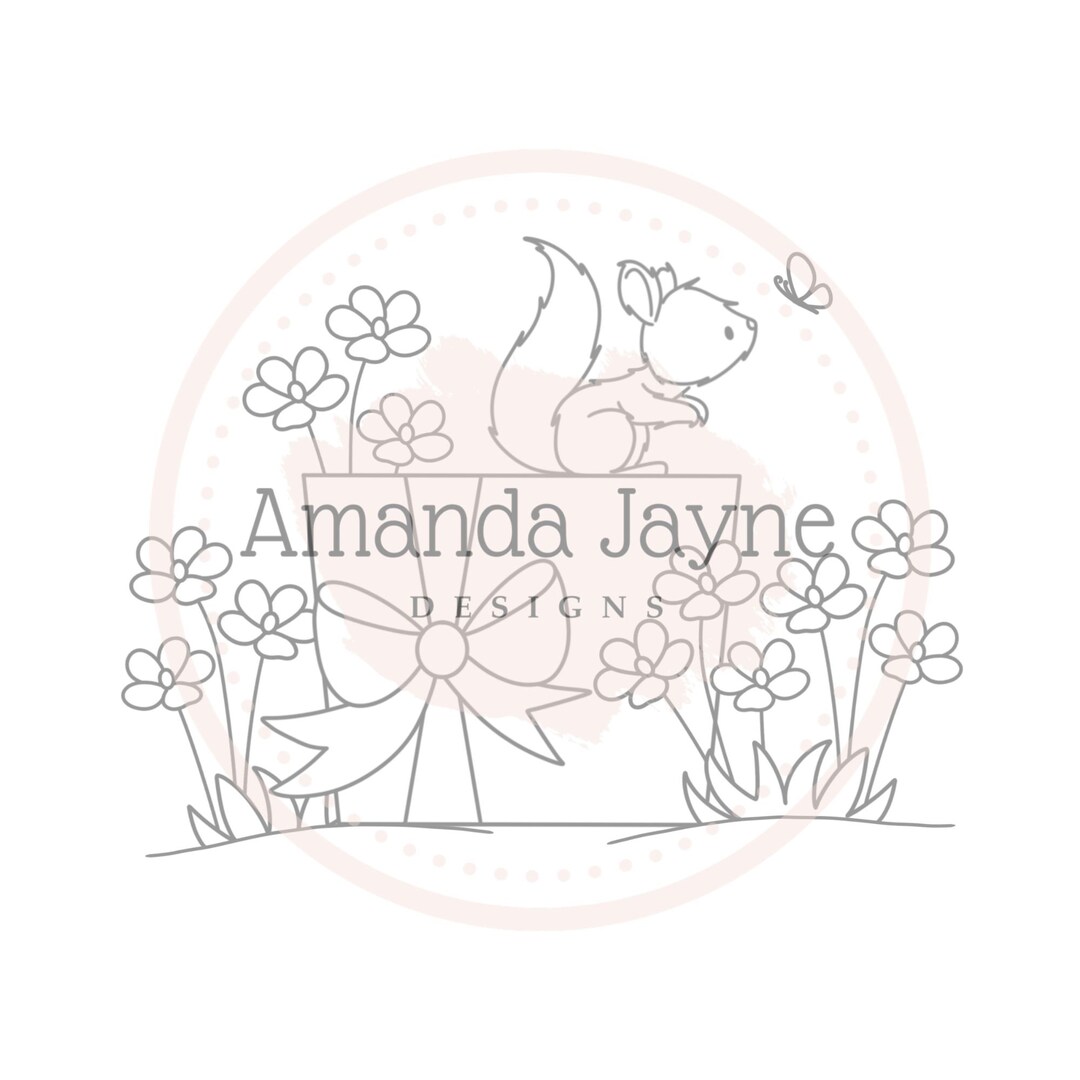 Amanda Jayne Designs Digital Stamp Birthday Squirrel, JPEG, Floral ...
