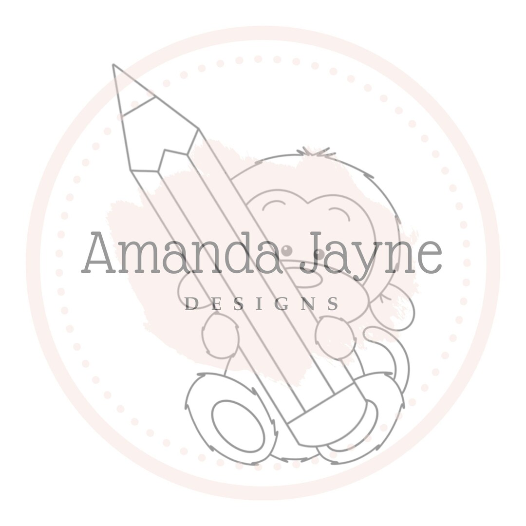 Amanda Jayne Designs Digital Stamp Pencil Monkey JPEG, Love, Heart ...