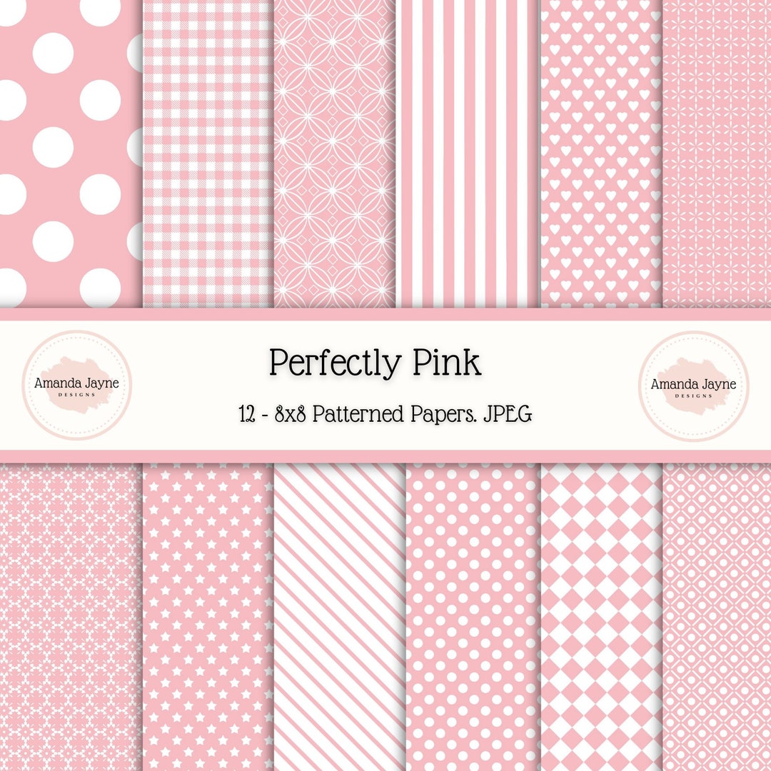 Perfectly Pink Digital Paper Pack, 12 Patterned Papers, Digital ...