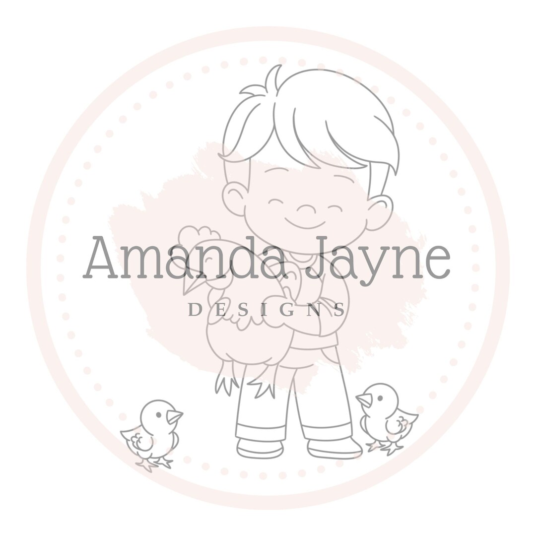 Chick Hug Digi Stamp, Digital Stamp, Farm Digi, Amanda Jayne Designs - Etsy