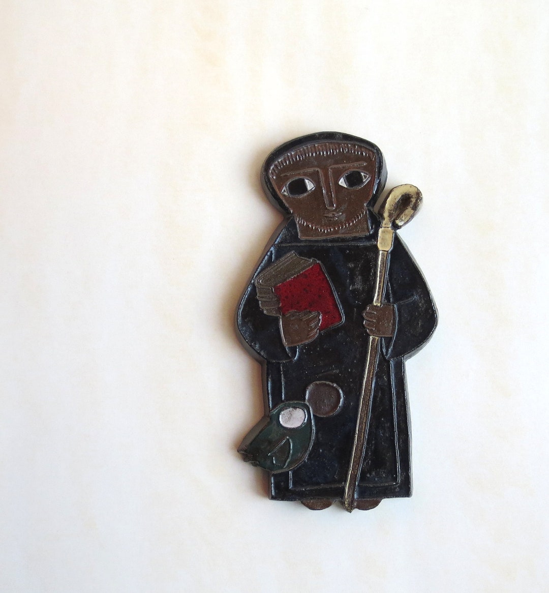 Religious Vintage Monk Ceramic Wall Decoration - St Benedictine - Style ...