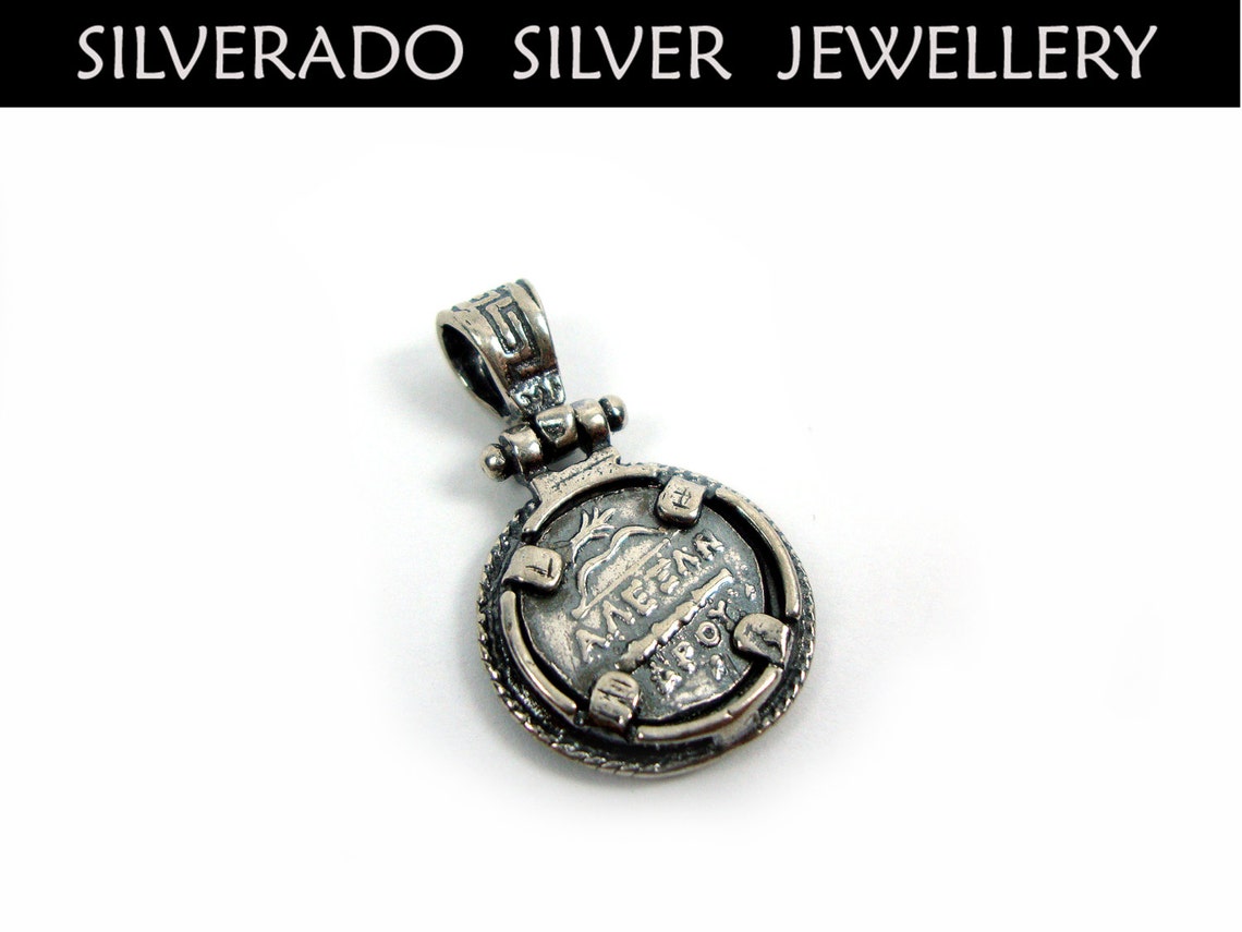 Sterling Silver 925 Ancient Greek Goddess Athena Round Pendant 17 Mm ...