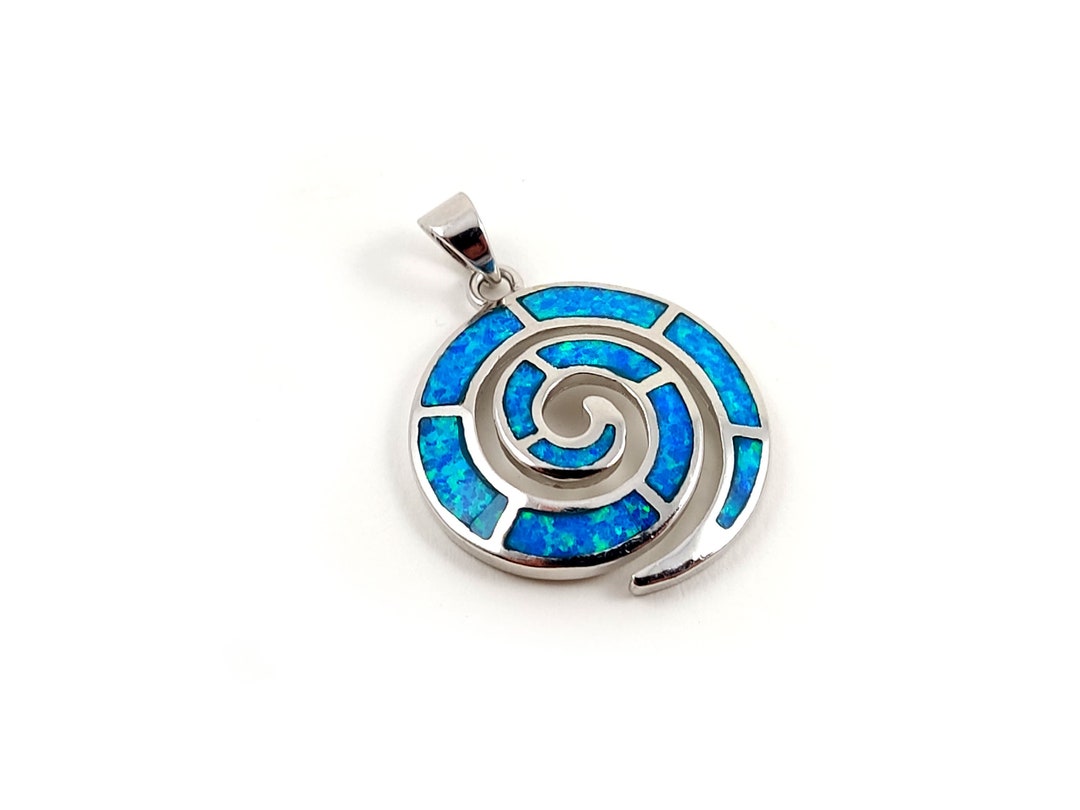 Blue Opal Greek Silver Spiral Pendant 23mm, Jewelry From Greece ...