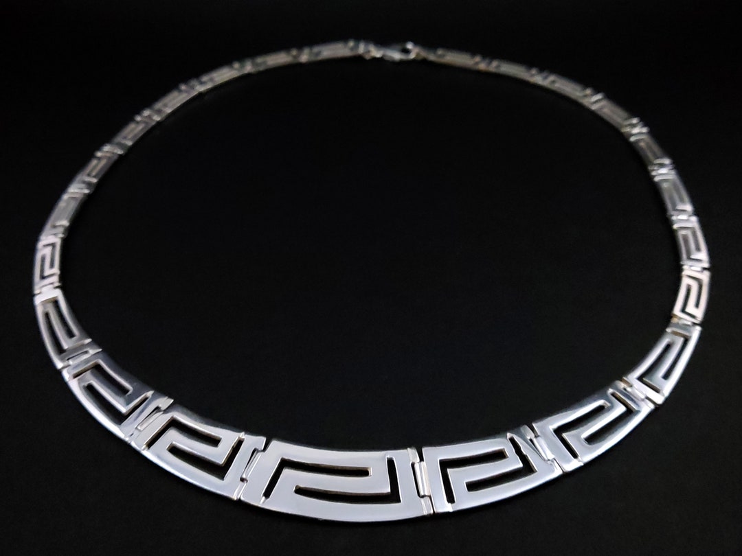 Silver Necklace From Greece With A Gradual Meander Ancient Design ...