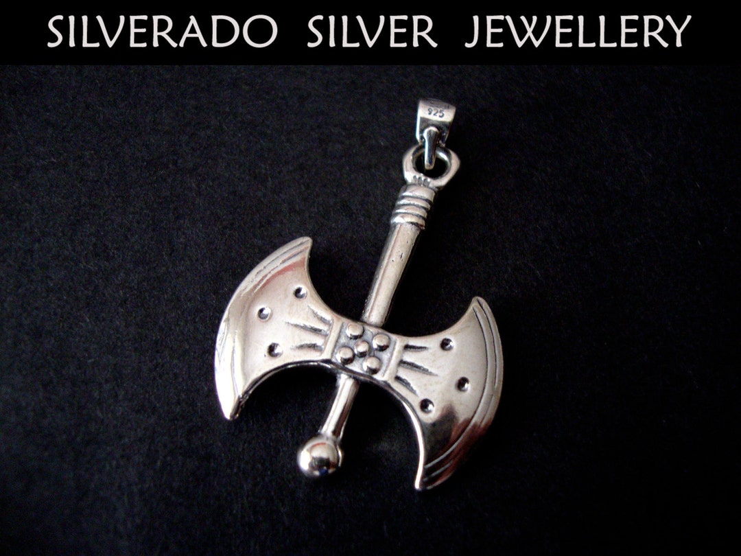 Greek Silver Pendant Double Axe Labrys BIG Solid Pendant 30x45 Mm ...