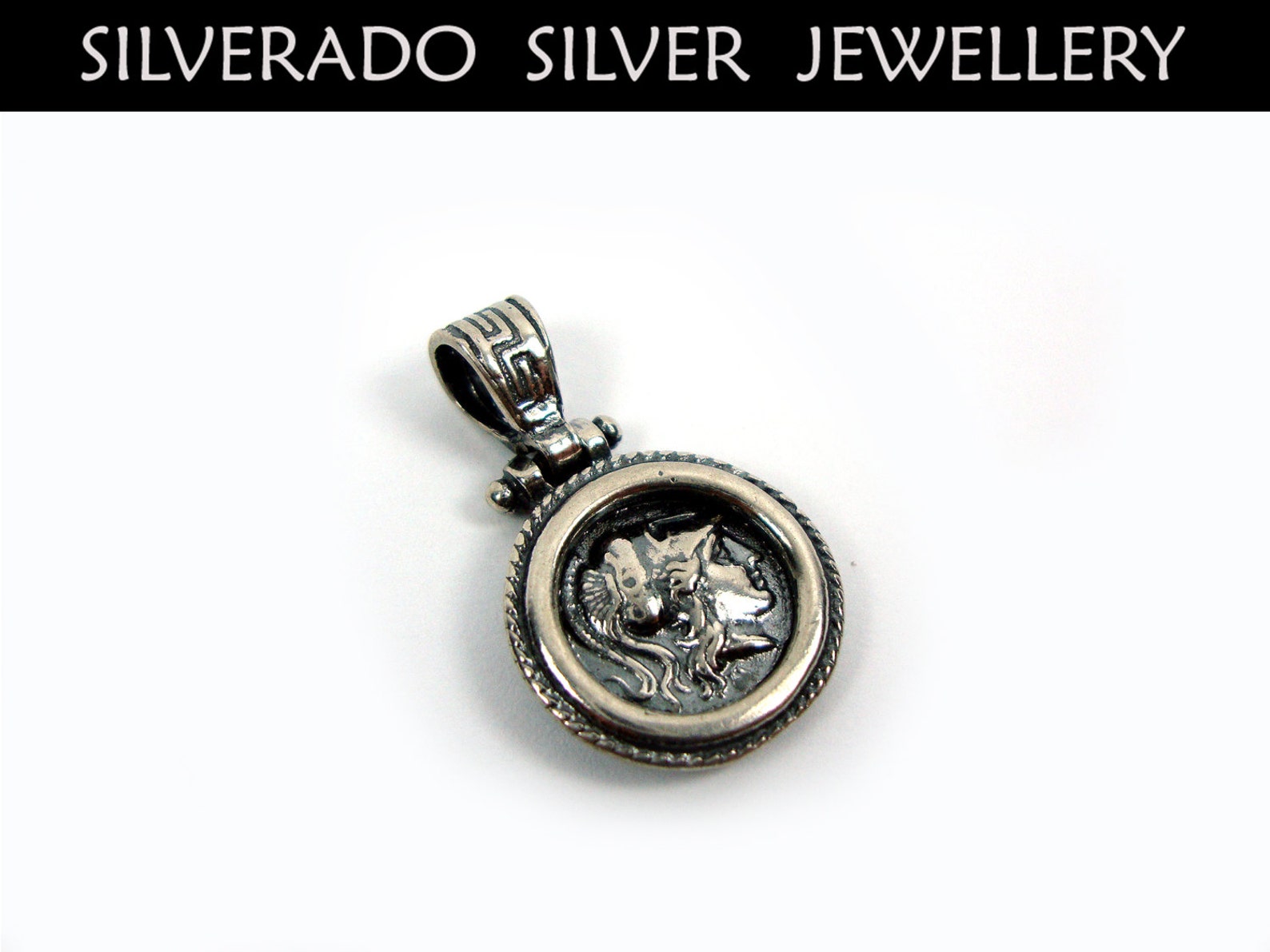 Sterling Silver 925 Ancient Greek Goddess Athena Round Pendant 17 Mm ...