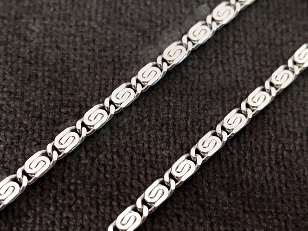 Sterling Silver 925 Meander Greek Chain 2mm Anklet Bracelet for Men ...