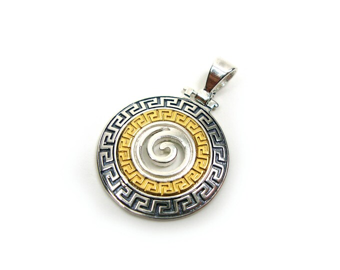 Sterling Silver 925 Ancient Greek Eternity Key Meander Round Gold ...