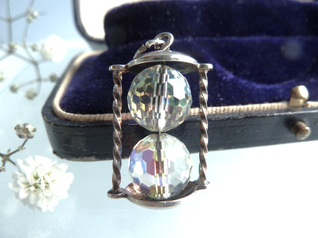 Vintage Sterling Silver Hour Glass Charm Set With Crystals - Etsy
