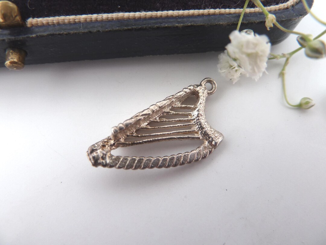 Vintage Irish Harp Charm – Sterling Silver CHIM Signed Pendant – Small ...