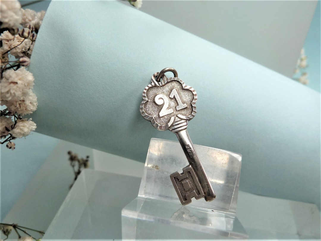 Vintage Sterling Silver 21st Birthday Key Charm Pendant - Etsy Singapore