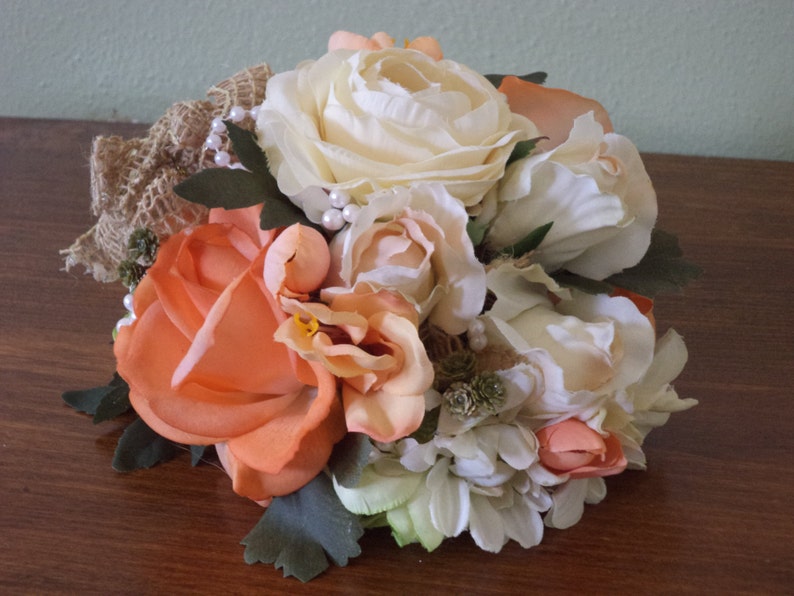 Wedding Cake Topper / Coral Real Touch and Silk Flowers / - Etsy