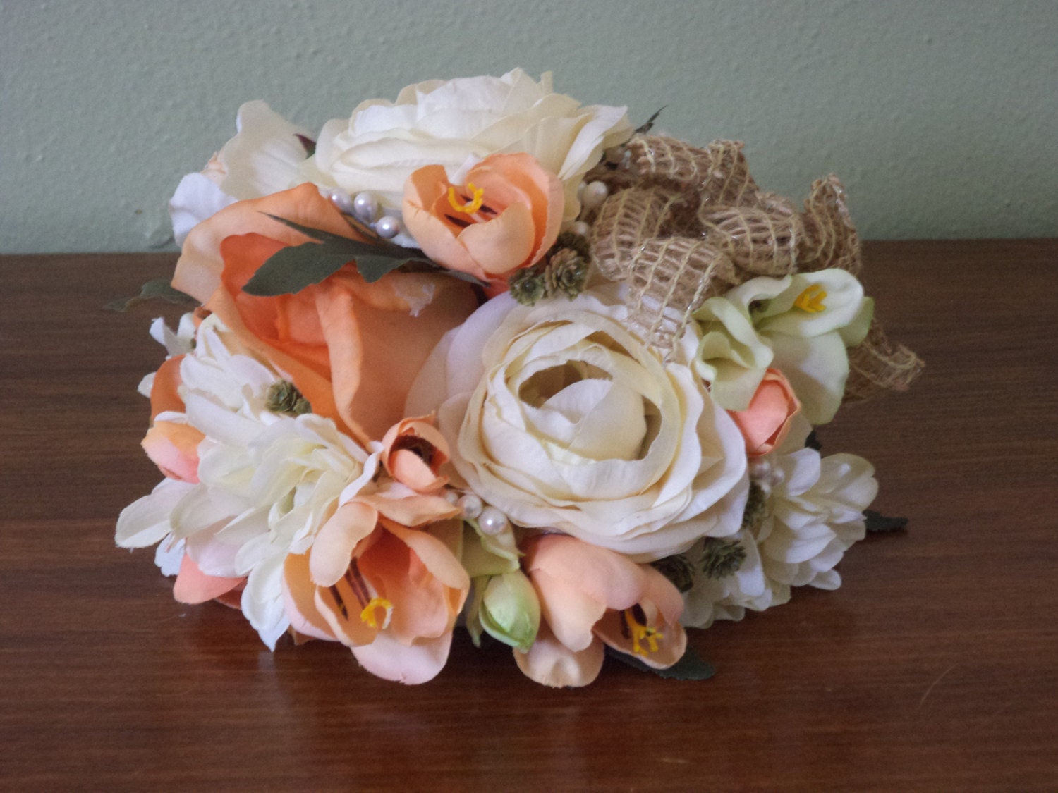 Wedding Cake Topper / Coral Real Touch and Silk Flowers / - Etsy