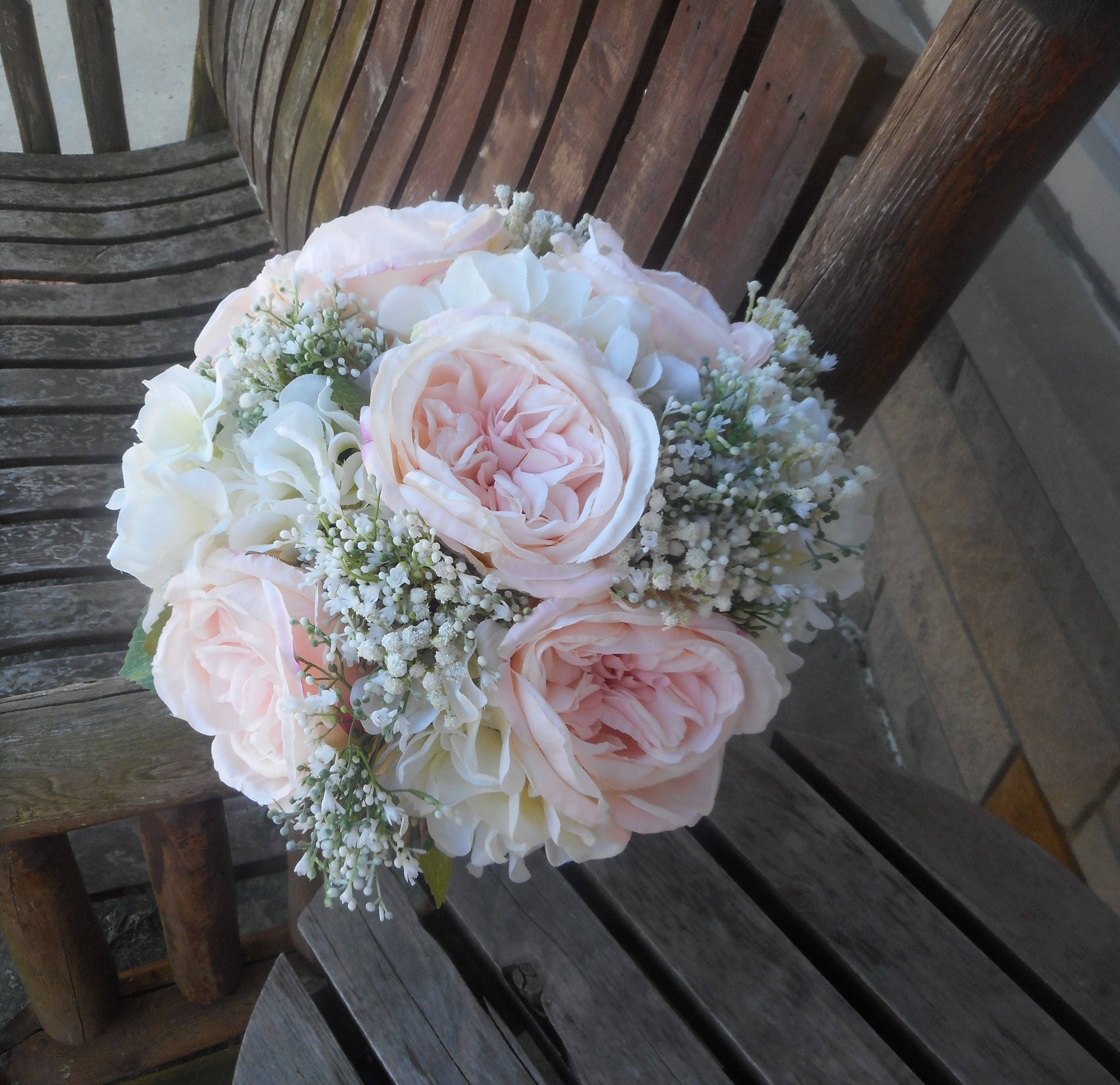 Blush Pink Rose Bridal Bouquet w/ Grooms Boutonniere / Large | Etsy