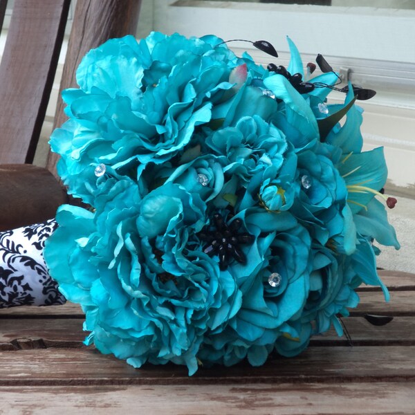 Teal Silk Flowers - Etsy