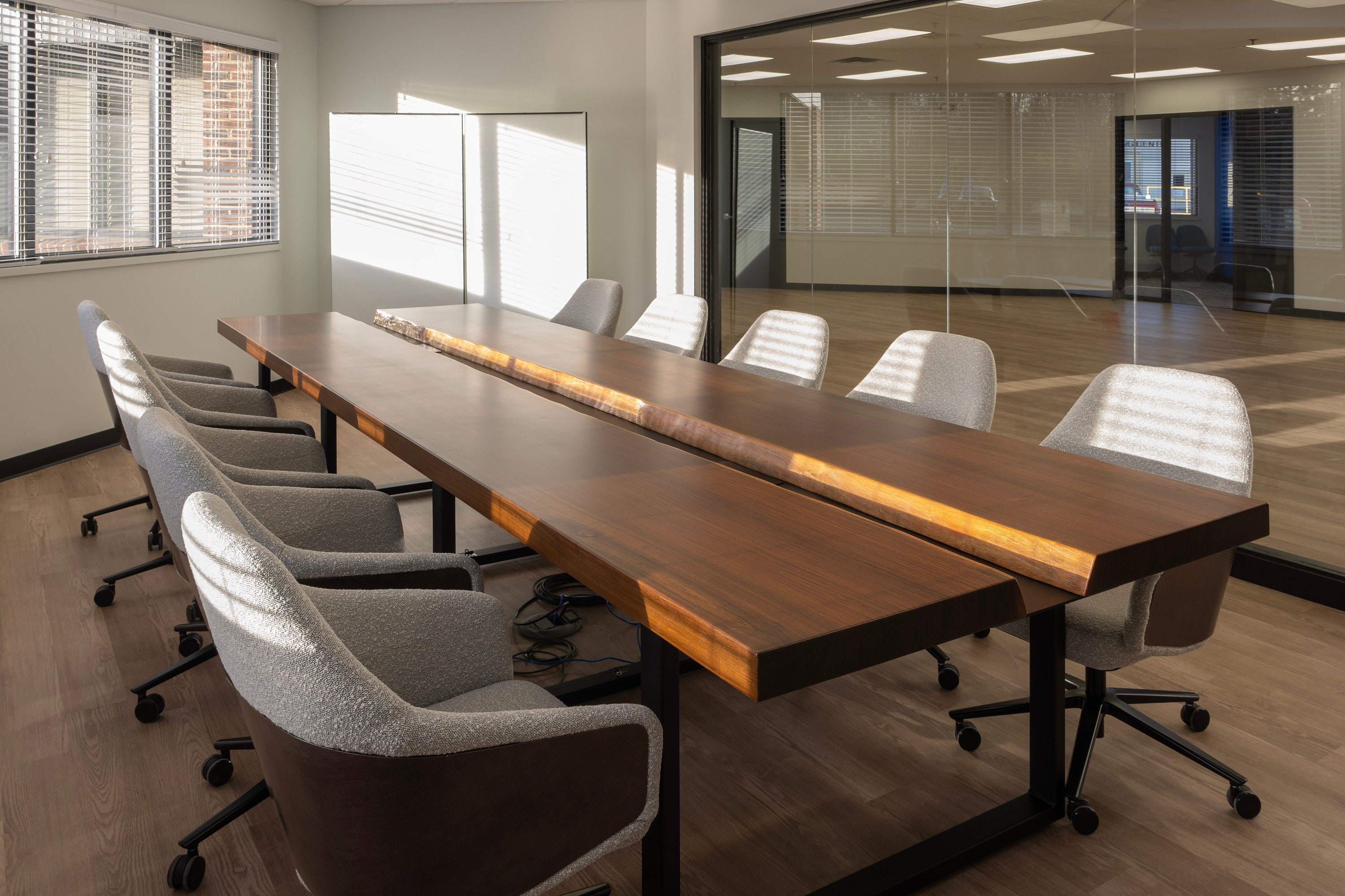 Ipe Conference Table, Steel Base, Connectivity Ports - Etsy