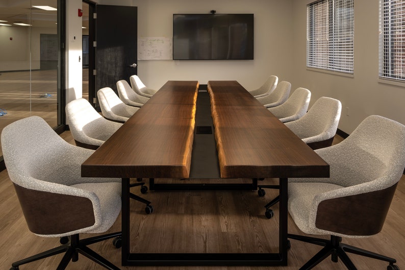Ipe Conference Table, Steel Base, Connectivity Ports - Etsy