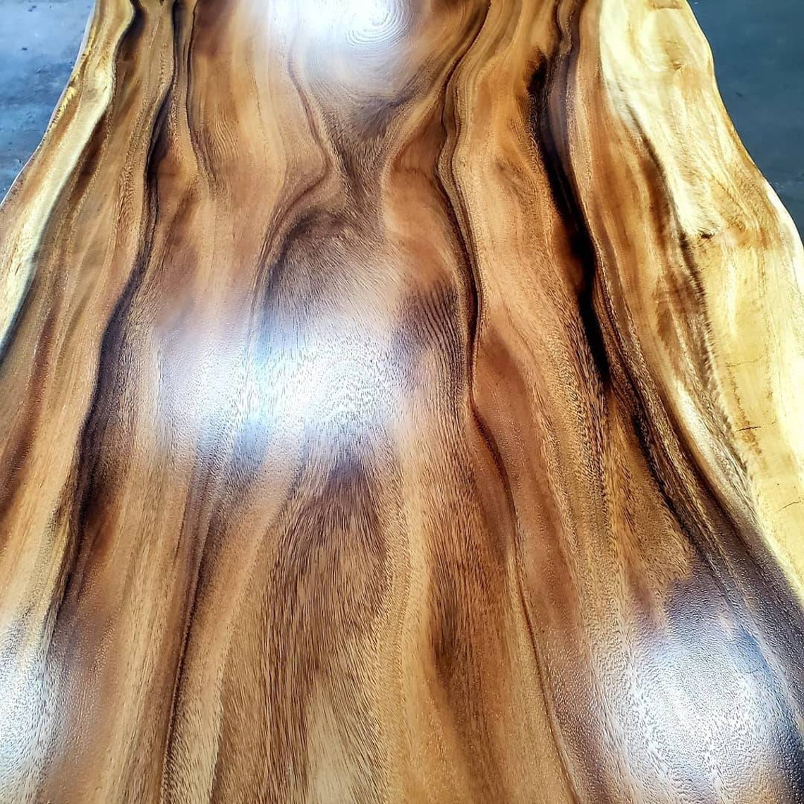 Fiji Sourced Monkey Pod Table and Metal Base - Etsy