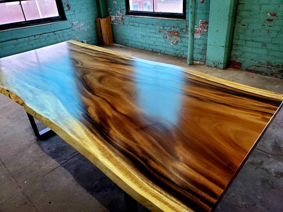 Fiji Sourced Monkey Pod Table and Metal Base - Etsy