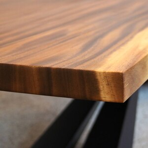 Monkey Pod Slab Table Top With Art Metal Base - Etsy