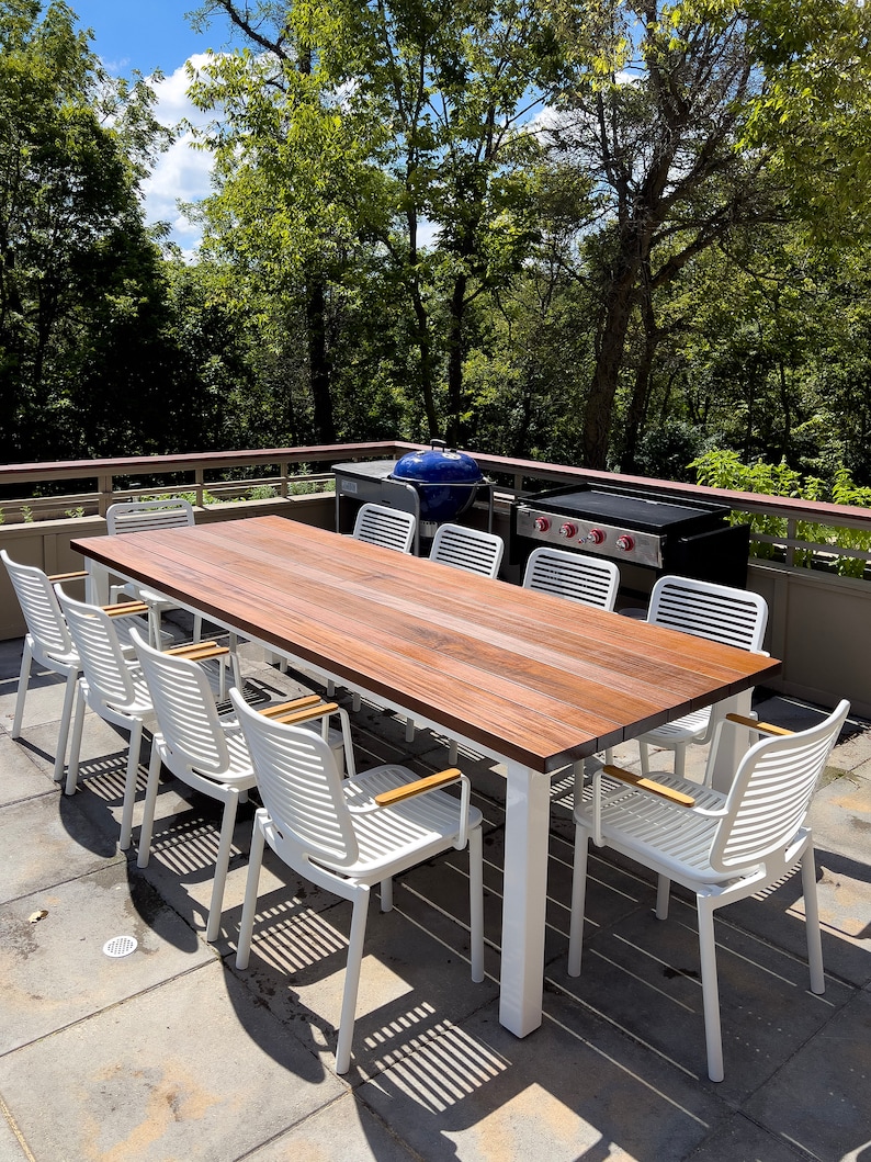 Ipe Outdoor /exterior Table With Powder Coated Parsons Style Base. - Etsy