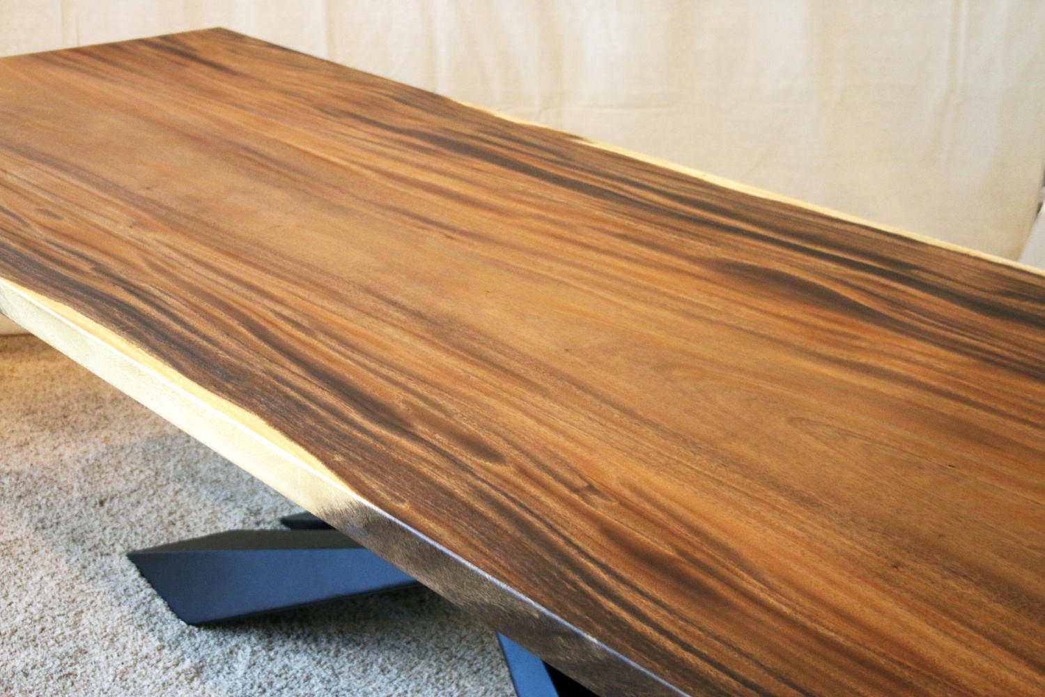 Monkey Pod Slab Table Top With Art Metal Base - Etsy