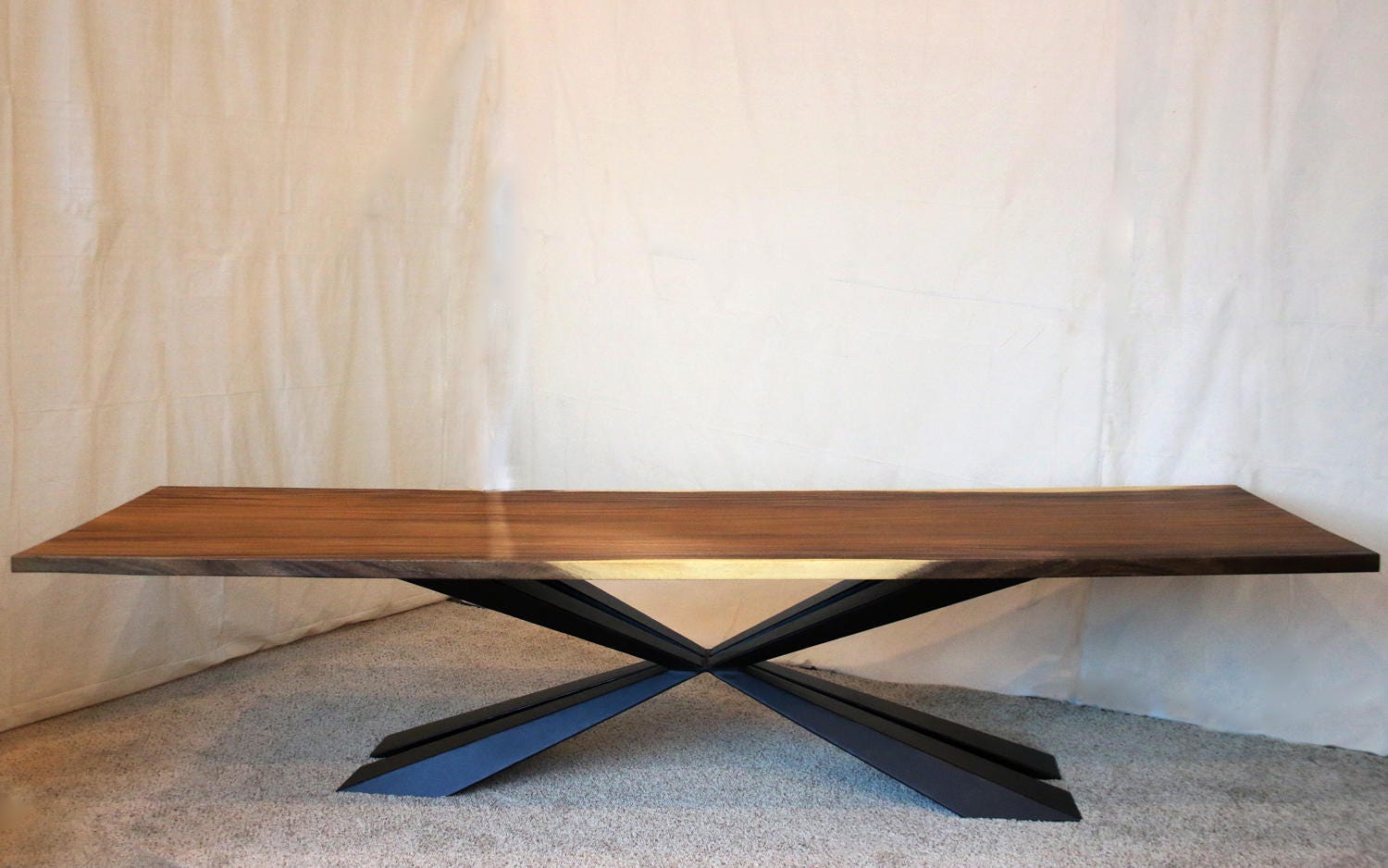 Monkey Pod Slab Table Top With Art Metal Base - Etsy