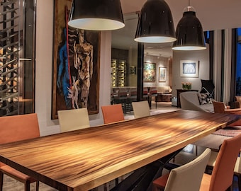 Fiji Sourced Monkey Pod Single Slab Table With a Clean Modern Metal Base - Etsy