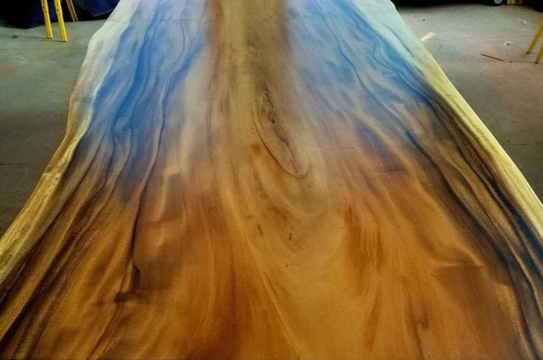 Fiji Sourced Monkey Pod Single Slab Table With a Clean Modern Metal ...