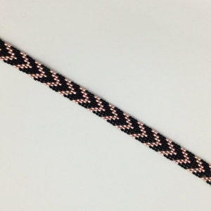 Loom Beaded Bracelet, Chevron Pattern, Black and Platinum Rose - Etsy