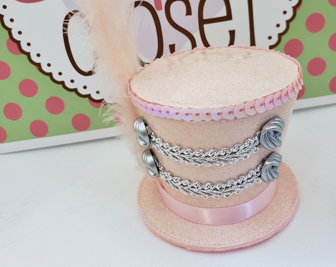 Light Pink Military Sparkle Mini Top Hat for Adults & Kids, Soldier Hat ...