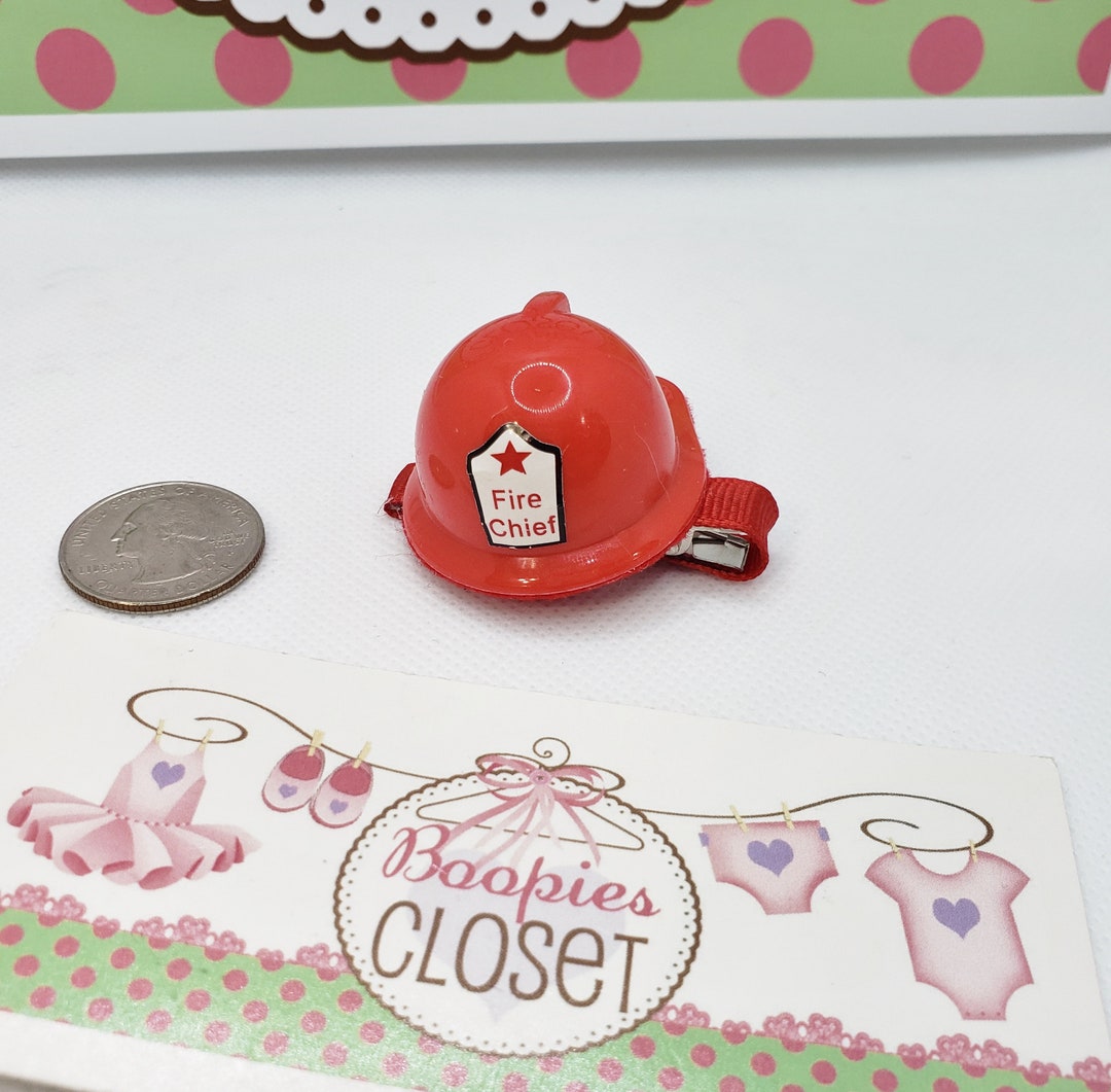 2" Mini Fire Chief Hat Barrette: Red Helmet Alligator Clip - Etsy