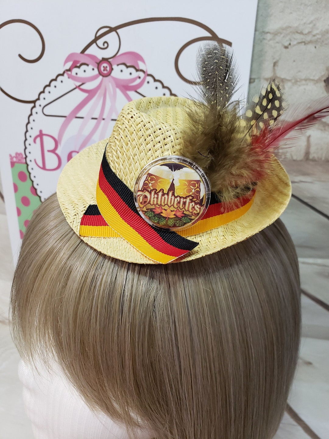 New Straw Oktoberfest Fedora Mini Hat, German Hats, Autumn Festival ...