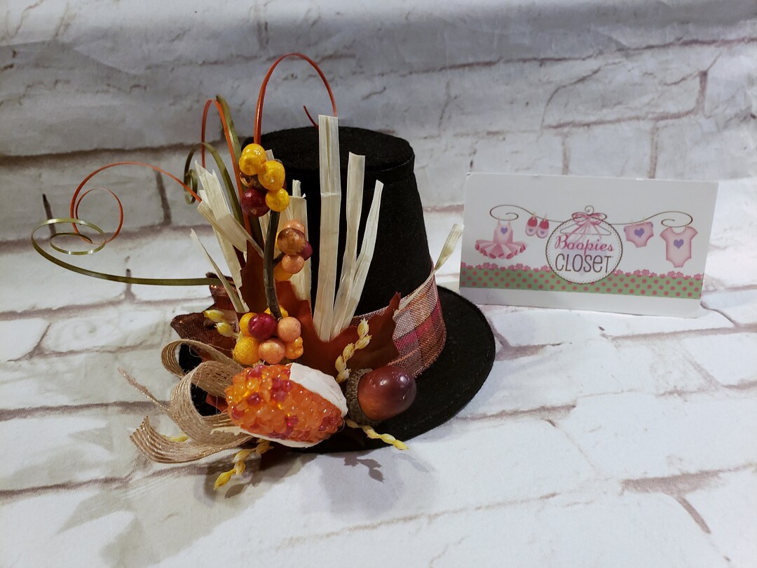 Pilgrim Mini Flat Top Hat for Adults & Children, Thanksgiving Mini Hats ...