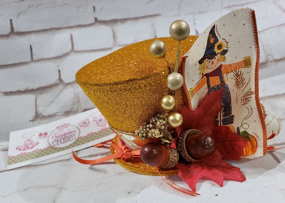 Scarecrow Sparkle Flared Mini Top Hat for Adults & Children, Fall Top ...