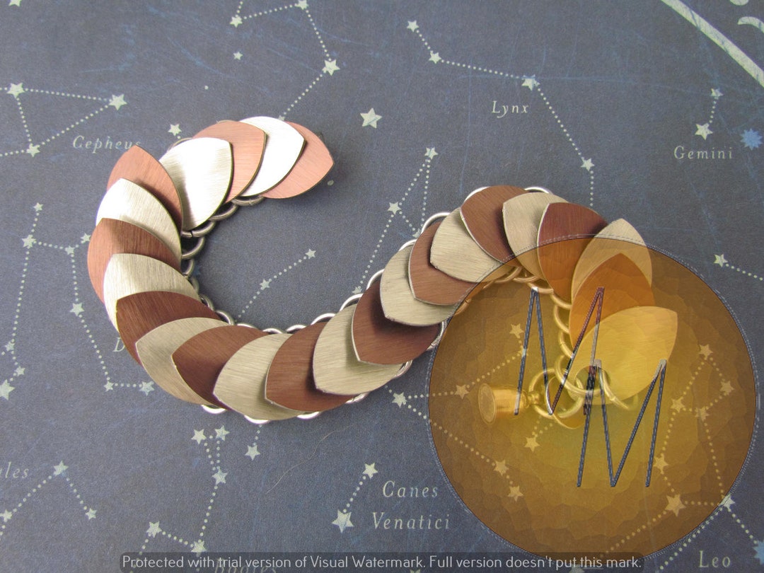 Brushed Gold & Bronze Scalemail Bracelet - Etsy