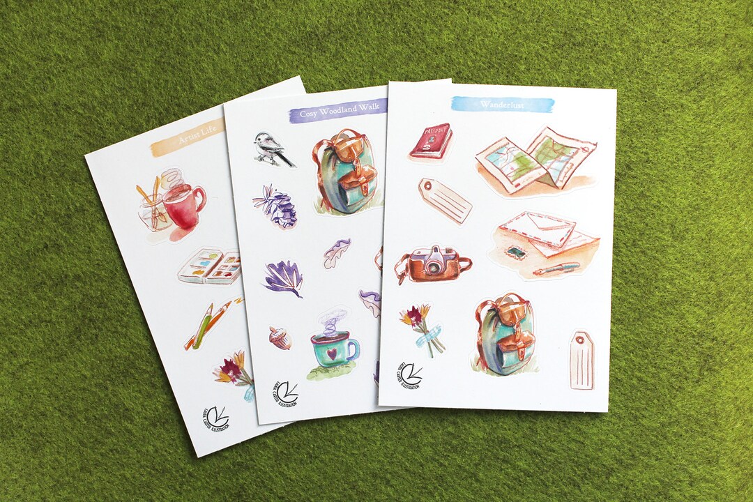Sticker Set~ 'analogue Adventure', A6 Eco-friendly Paper Stickers, X3 ...