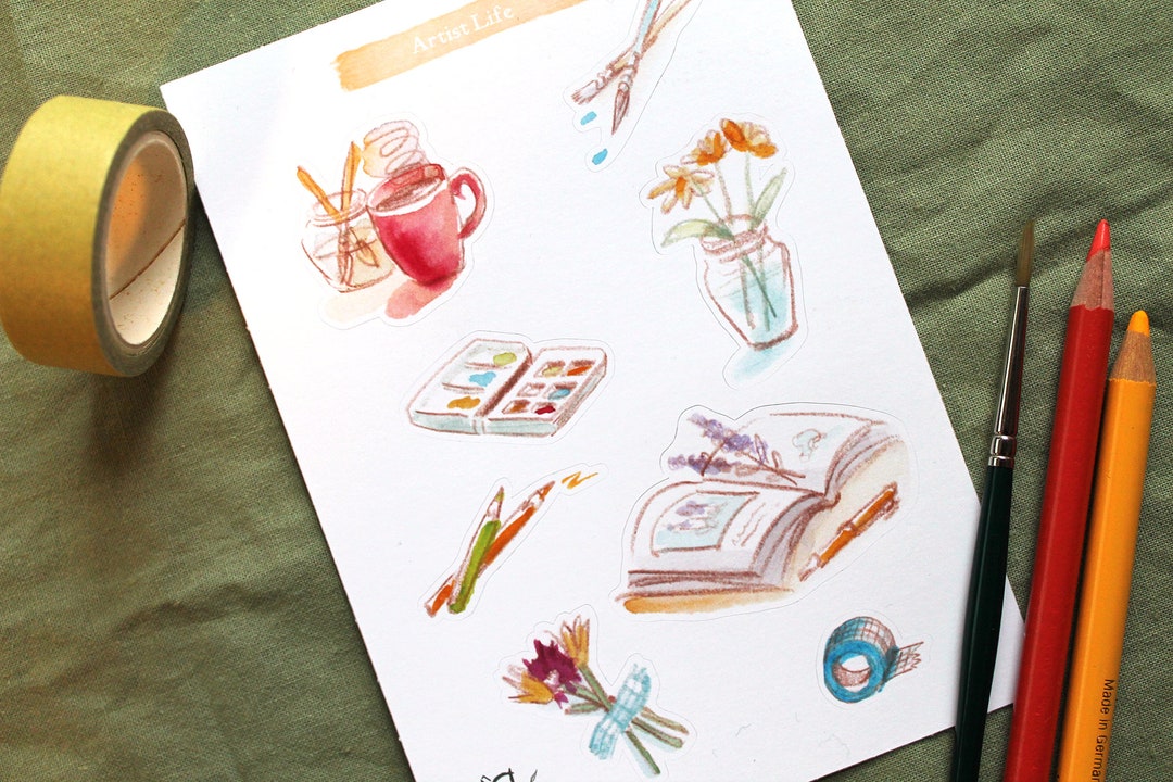 Artist Life Sticker Sheet, A6 Eco-friendly Paper Stickers, Planner ...