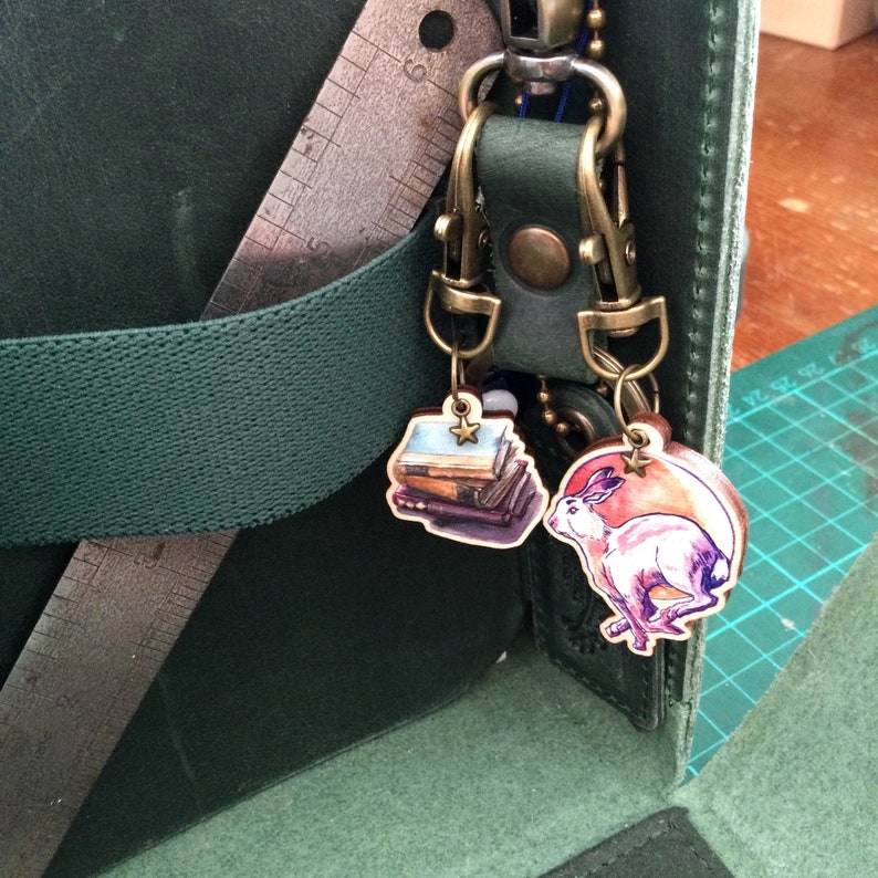 Book Lover Keychain, Keyring and Bag Charm, Sustainable Wood Charm ...