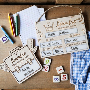 Pancarte rentrée ardoise bois, mon premier jour, dernier école ...