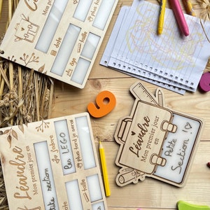 Pancarte rentrée ardoise bois, mon premier jour, dernier école ...