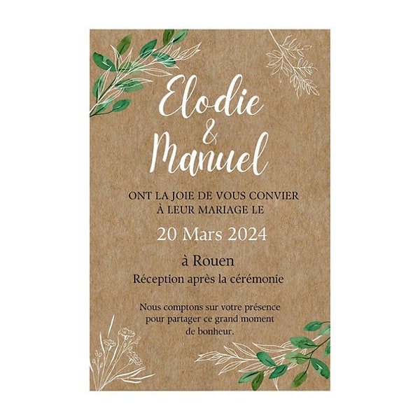 Kraft Wedding Invitation - Etsy