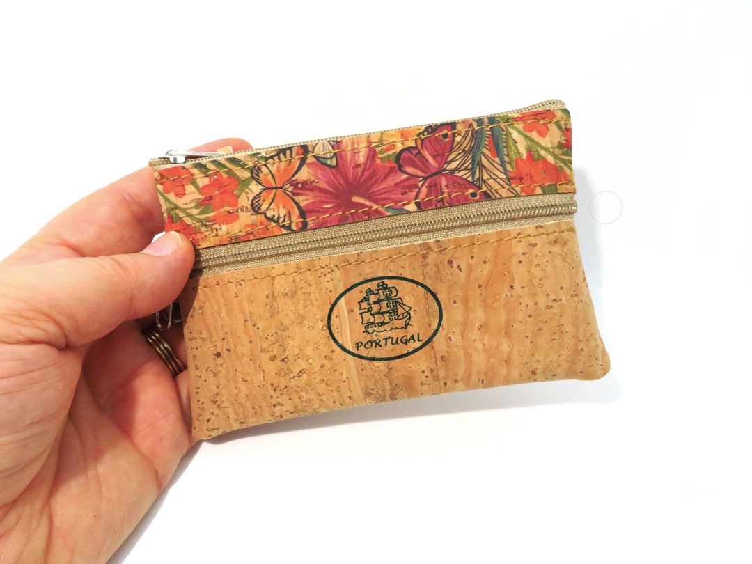 Coin and Cards Cork Wallet - Cork Pouch for Cards and Money - Card Zip ...