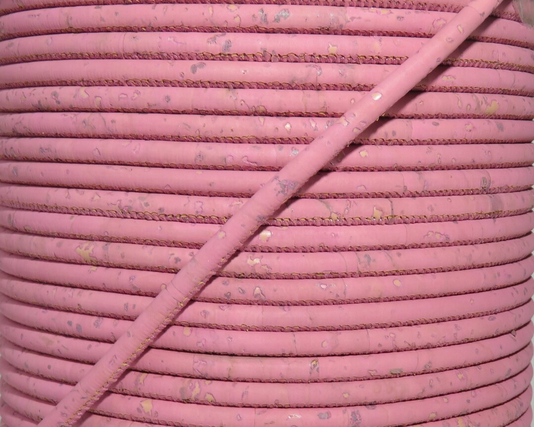 1m/39in - 3mm Portuguese Cork Cord - 3mm Medium Pink Cork Cord - 3mm ...